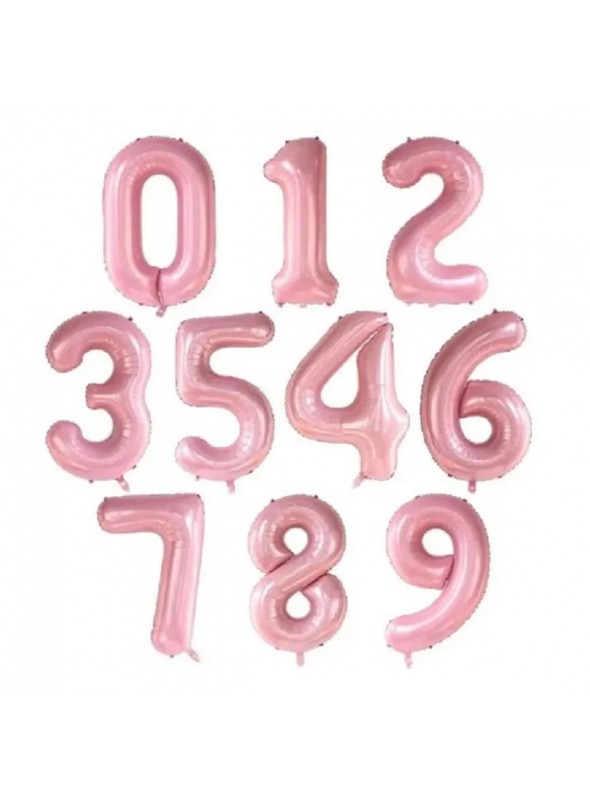 2 Unidades Balão Metalizado Número Rosa Claro 16 Polegadas 40cm