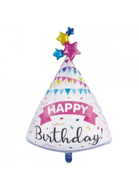 Balão Metalizado Feliz Aniversário Triângulo 52 x 84cm Flutua
