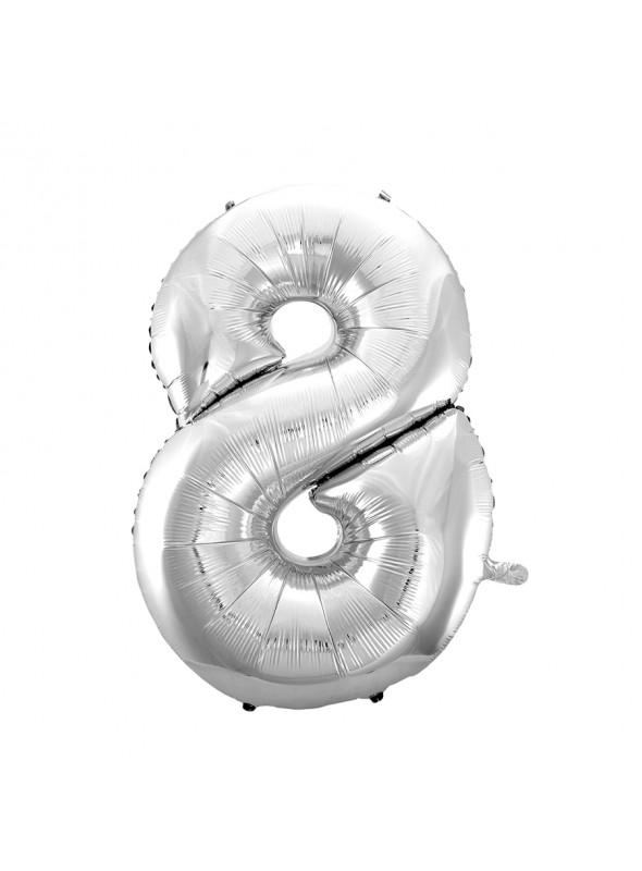 Balão Número 8 Prata 28 Polegadas