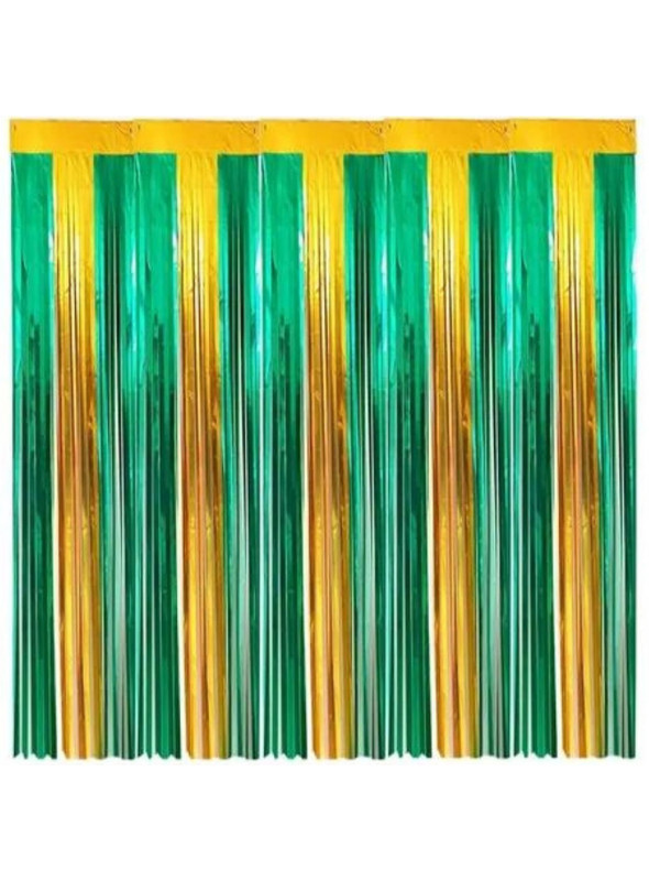 Cortina Metalizada Verde e Amarela Brasil 1m x 2m Decoração de Festa
